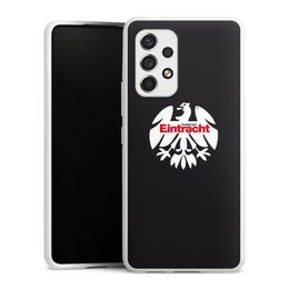 DeinDesign Galaxy A53 5G Handy Silikon H&uuml;lle Case wei&szlig; Handyh&uuml;lle Logo Retro Eagle Silikon Case