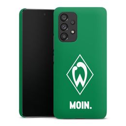 DeinDesign Galaxy A53 5G Handy Premium Case Smartphone Handyh&uuml;lle Schutzh&uuml;lle gl&auml;nzend Moin Official Licensed Product Sv Werder Bremen Premium Case