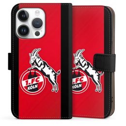 DeinDesign iPhone 14 Pro Handy Klapph&uuml;lle Handyh&uuml;lle aus Kunst Leder schwarz Flip Case 1. Fc K&ouml;ln Billy Goat Hennes Official Licensed Product Sideflip mit langer