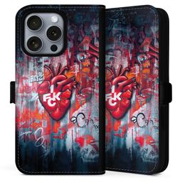 DeinDesign iPhone 16 Pro Max Handy Klapph&uuml;lle Handyh&uuml;lle aus Kunst Leder schwarz Flip Case 1. Fck 1. Fc Kaiserslautern Heart Sideflip mit Lasche