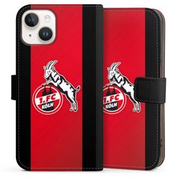 DeinDesign iPhone 14 Handy Klapph&uuml;lle Handyh&uuml;lle aus Kunst Leder schwarz Flip Case 1. Fc K&ouml;ln Billy Goat Hennes Official Licensed Product Sideflip mit Lasche