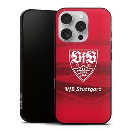 DeinDesign iPhone 16 Pro Handy Slim Case extra d&uuml;nn Silikon Handyh&uuml;lle schwarz H&uuml;lle Stadium Official Licensed Product Vfb Stuttgart Silikon Slim Case