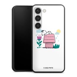 DeinDesign Galaxy S23 Handy Premium Silikon H&uuml;lle Handyh&uuml;lle schwarz Case Snoopy Dog Official Licensed Product Silikon Premium Case