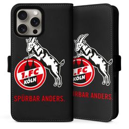 DeinDesign iPhone 16 Pro Handy Klapph&uuml;lle Handyh&uuml;lle aus Kunst Leder schwarz Flip Case Official Licensed Product Transparent 1. Fc K&ouml;ln Sideflip mit Lasche