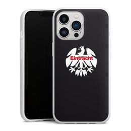 DeinDesign iPhone 13 Pro Handy Silikon H&uuml;lle Case wei&szlig; Handyh&uuml;lle Eagle Retro Logo Silikon Case
