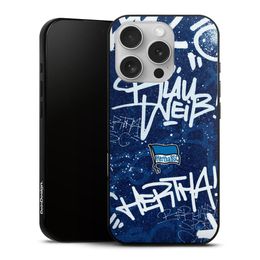 DeinDesign iPhone 16 Pro Handy Slim Case extra d&uuml;nn Silikon Handyh&uuml;lle schwarz H&uuml;lle Official Licensed Product Hertha Bsc Graffiti Silikon Slim Case