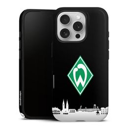 DeinDesign iPhone 16 Pro Handy Panzer Handyh&uuml;lle robuste Outdoor H&uuml;lle Schutzh&uuml;lle gl&auml;nzend Skyline Sv Werder Bremen Official Licensed Product Tough Case