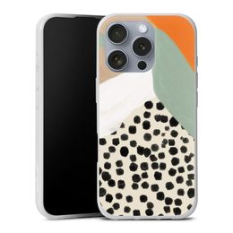 DeinDesign iPhone 16 Pro Handy Silikon H&uuml;lle Case wei&szlig; Handyh&uuml;lle Abstract Boho Kunst Silikon Case