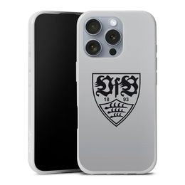 DeinDesign iPhone 16 Pro Handy Silikon H&uuml;lle Case wei&szlig; Handyh&uuml;lle Logo Official Licensed Product Vfb Stuttgart Silikon Case