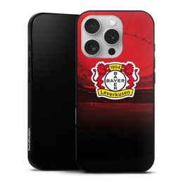 DeinDesign iPhone 16 Pro Handy Slim Case extra d&uuml;nn Silikon Handyh&uuml;lle schwarz H&uuml;lle Bayer 04 Leverkusen Official Licensed Product Stadium Silikon Slim Case