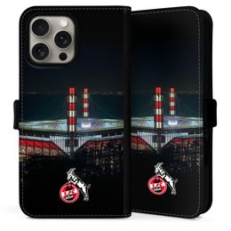 DeinDesign iPhone 16 Pro Handy Klapph&uuml;lle Handyh&uuml;lle aus Kunst Leder schwarz Flip Case Stadium 1. Fc K&ouml;ln Official Licensed Product Sideflip mit Lasche