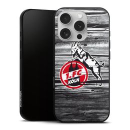 DeinDesign iPhone 16 Pro Handy Slim Case extra d&uuml;nn Silikon Handyh&uuml;lle schwarz H&uuml;lle 1. Fc K&ouml;ln Wooden Look Official Licensed Product Silikon Slim Case