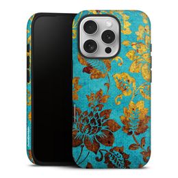DeinDesign iPhone 16 Pro Handy Panzer Handyh&uuml;lle robuste Outdoor H&uuml;lle Schutzh&uuml;lle gl&auml;nzend Flowers Vintage Ornament Tough Case