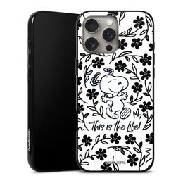 DeinDesign iPhone 16 Pro Max Handy Silikon H&uuml;lle Case schwarz Handyh&uuml;lle Peanuts Flowers Snoopy