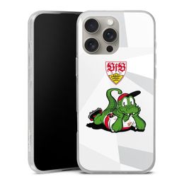DeinDesign iPhone 16 Pro Max Handy Silikon H&uuml;lle Case transparent Handyh&uuml;lle Vfb Stuttgart Mascot Official Licensed Product Silikon Case