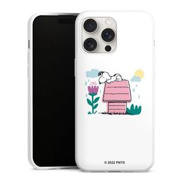 DeinDesign iPhone 15 Pro Max Handy Silikon H&uuml;lle Case wei&szlig; Handyh&uuml;lle Snoopy Dog Official Licensed Product Silikon Case