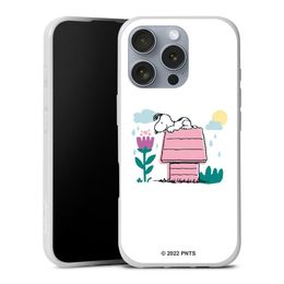 DeinDesign iPhone 16 Pro Handy Silikon H&uuml;lle Case wei&szlig; Handyh&uuml;lle Snoopy Dog Official Licensed Product Silikon Case