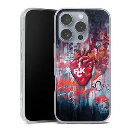 DeinDesign iPhone 16 Pro Handy Silikon H&uuml;lle Case transparent Handyh&uuml;lle 1. Fck 1. Fc Kaiserslautern Heart Silikon Case