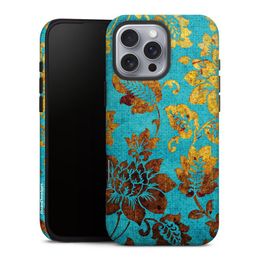 DeinDesign iPhone 16 Pro Max Handy Panzer Handyh&uuml;lle robuste Outdoor H&uuml;lle Schutzh&uuml;lle gl&auml;nzend Flowers Vintage Ornament Tough Case