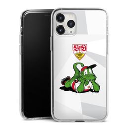 DeinDesign iPhone 11 Pro Max Handy Silikon H&uuml;lle Case transparent Handyh&uuml;lle Vfb Stuttgart Mascot Official Licensed Product Silikon Case