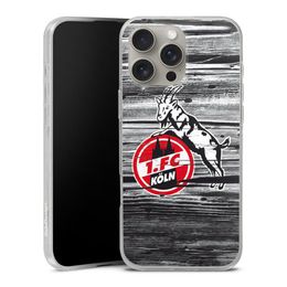 DeinDesign iPhone 16 Pro Max Handy Silikon H&uuml;lle Case transparent Handyh&uuml;lle 1. Fc K&ouml;ln Wooden Look Official Licensed Product Silikon Case