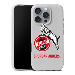 DeinDesign iPhone 16 Pro Handy Silikon H&uuml;lle Case wei&szlig; Handyh&uuml;lle Official Licensed Product Transparent 1. Fc K&ouml;ln Silikon Case