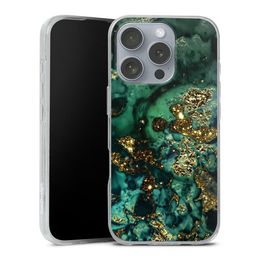 DeinDesign iPhone 16 Pro Handy Silikon H&uuml;lle Case transparent Handyh&uuml;lle Muster Glitzer Marble Silikon Case
