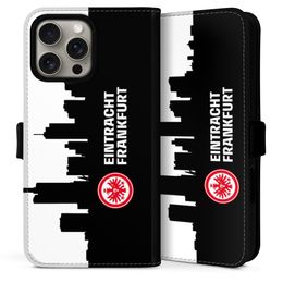 DeinDesign iPhone 16 Pro Handy Klapph&uuml;lle Handyh&uuml;lle aus Kunst Leder schwarz Flip Case Eintracht Frankfurt Sge Official Licensed Product Sideflip mit Lasche