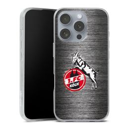 DeinDesign iPhone 16 Pro Handy Silikon H&uuml;lle Case transparent Handyh&uuml;lle Official Licensed Product Metallic Look 1. Fc K&ouml;ln Silikon Case