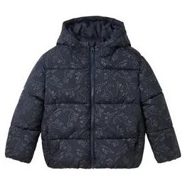 Outdoorjacke Tom Tailor Gr. 104/110, blau (navy outlined dino design) Jungen Jacken mit Kapuze