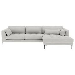 Ecksofa Trendmanufaktur "Luzi, wahlweise mit Schlaffunktion und Bettkasten bestellbar, L-Form" Sofas Gr. B/H/T: 280cm x 80cm x 168cm, Recamiere rechts, ohne Schlaffunktion und ohne Bettkasten, grau Designsofa mit tollem Sitzkomfort, Metallfüße schwarz, Breite 280 cm