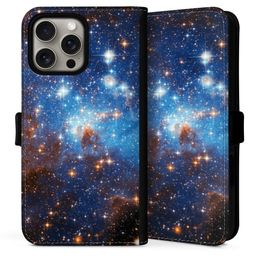 DeinDesign iPhone 16 Pro Handy Klapph&uuml;lle Handyh&uuml;lle aus Kunst Leder schwarz Flip Case Weltall Star Galaxy Sideflip mit Lasche