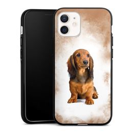 DeinDesign iPhone 12 Handy Silikon H&uuml;lle Case schwarz Handyh&uuml;lle Pet Dachshund Dog