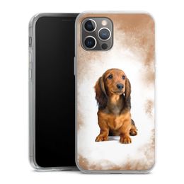 DeinDesign iPhone 12 Pro Max Handy Silikon H&uuml;lle Case transparent Handyh&uuml;lle Pet Dachshund Dog Silikon Case