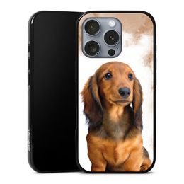 DeinDesign iPhone 16 Pro Handy Silikon H&uuml;lle Case schwarz Handyh&uuml;lle Pet Dachshund Dog