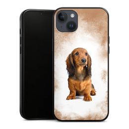 DeinDesign iPhone 14 Plus Handy Silikon H&uuml;lle Case schwarz Handyh&uuml;lle Pet Dachshund Dog