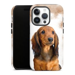 DeinDesign iPhone 14 Pro Handy Panzer Handyh&uuml;lle robuste Outdoor H&uuml;lle Schutzh&uuml;lle matt Pet Dachshund Dog Tough Case