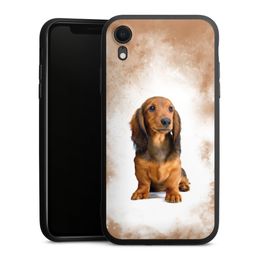 DeinDesign iPhone Xr Handy Premium Silikon H&uuml;lle Handyh&uuml;lle schwarz Case Pet Dachshund Dog Silikon Premium Case