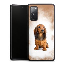 DeinDesign Galaxy S20 FE Handy Premium Silikon H&uuml;lle Handyh&uuml;lle schwarz Case Dog Dachshund Pet Silikon Premium Case