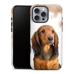 DeinDesign iPhone 16 Pro Max Handy Panzer Handyh&uuml;lle robuste Outdoor H&uuml;lle Schutzh&uuml;lle gl&auml;nzend Pet Dachshund Dog Tough Case