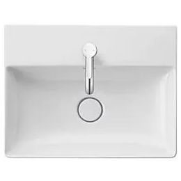 Duravit DuraSquare Waschtisch 23565000401 50x40cm, ohne Überlauf, mit Hahnlochbank, 2 Hahnlöcher, weiß WonderGliss