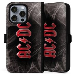 DeinDesign iPhone 16 Pro Max Handy Klapph&uuml;lle Handyh&uuml;lle aus Kunst Leder schwarz Flip Case Merchandise Acdc Logo Sideflip mit Lasche