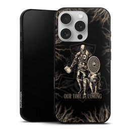 DeinDesign iPhone 16 Pro Handy Slim Case extra d&uuml;nn Silikon Handyh&uuml;lle schwarz H&uuml;lle Wikinger Vikings Tv Show Designs Silikon Slim Case
