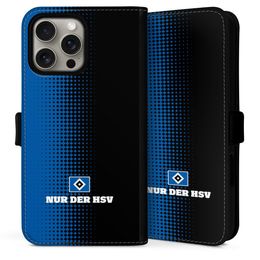 DeinDesign iPhone 16 Pro Handy Klapph&uuml;lle Handyh&uuml;lle aus Kunst Leder schwarz Flip Case Logo Official Licensed Product Hsv Sideflip mit Lasche