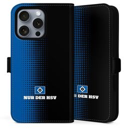DeinDesign iPhone 16 Pro Max Handy Klapph&uuml;lle Handyh&uuml;lle aus Kunst Leder schwarz Flip Case Logo Official Licensed Product Hsv Sideflip mit Lasche