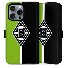 DeinDesign iPhone 16 Pro Max Handy Klapph&uuml;lle Handyh&uuml;lle aus Kunst Leder schwarz Flip Case Borussia M&ouml;nchengladbach Gladbach Bundesliga Sideflip mit Lasche