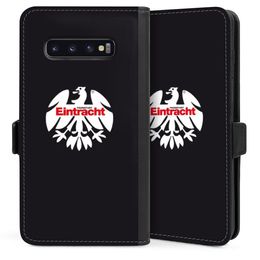 DeinDesign Galaxy S10 Plus Handy Klapph&uuml;lle Handyh&uuml;lle aus Kunst Leder schwarz Flip Case Eagle Retro Logo Sideflip mit Lasche