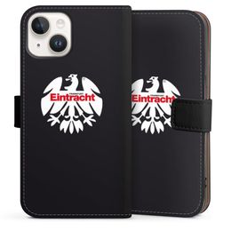 DeinDesign iPhone 14 Handy Klapph&uuml;lle Handyh&uuml;lle aus Kunst Leder schwarz Flip Case Eagle Retro Logo Sideflip mit Lasche