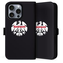 DeinDesign iPhone 16 Pro Max Handy Klapph&uuml;lle Handyh&uuml;lle aus Kunst Leder schwarz Flip Case Eagle Retro Logo Sideflip mit Lasche