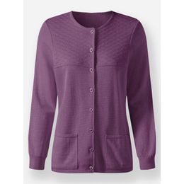 WITT Damen Feinstrickjacke mit Strukturmuster, violett, Gr&ouml;&szlig;e 44